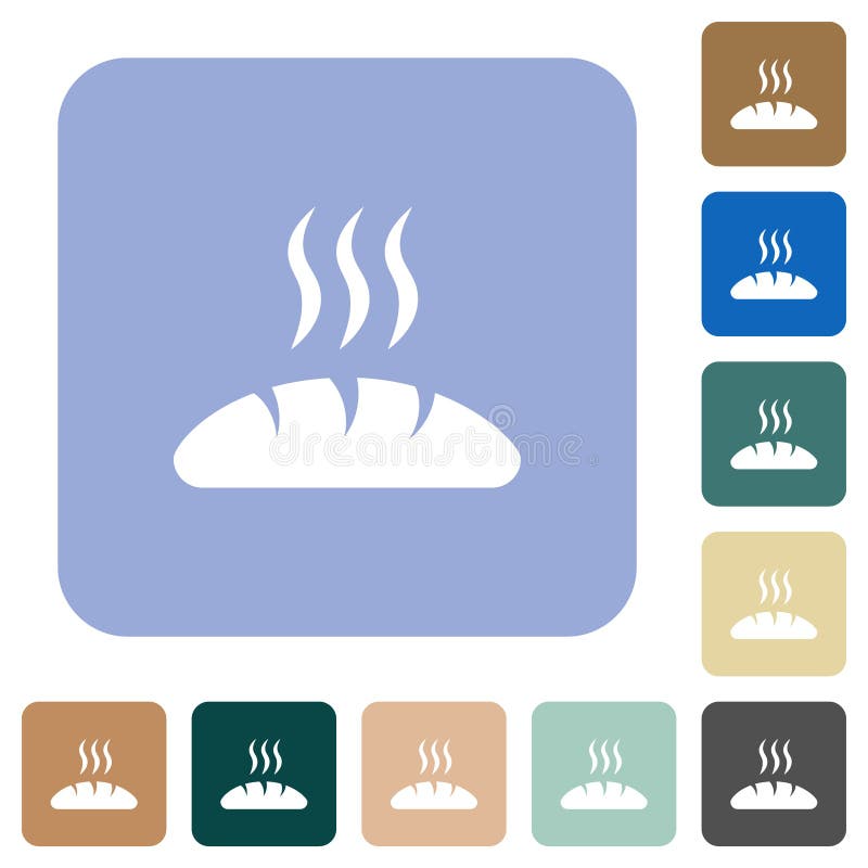 Fresh Bread Rounded Square Flat Icons Stock Vector - Illustration of ...