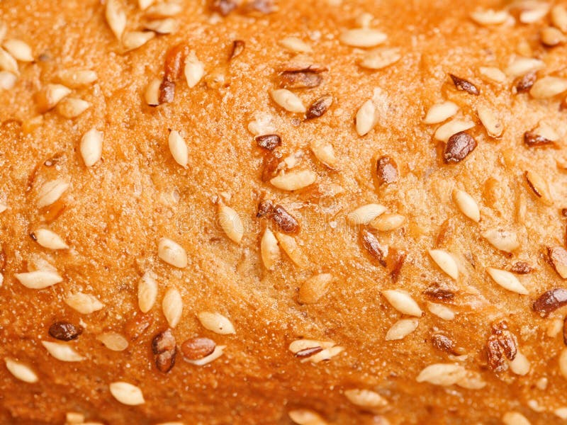 Fresh Bread with Sesame Seeds Background Stock Image - Image of grain ...