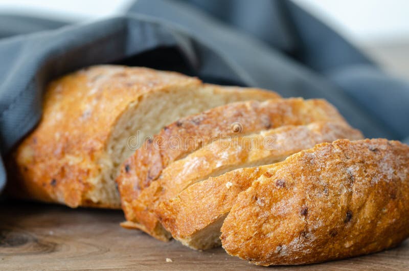 Fresh Bread Slices on the Table Shallow Depth of Field Stock Image ...