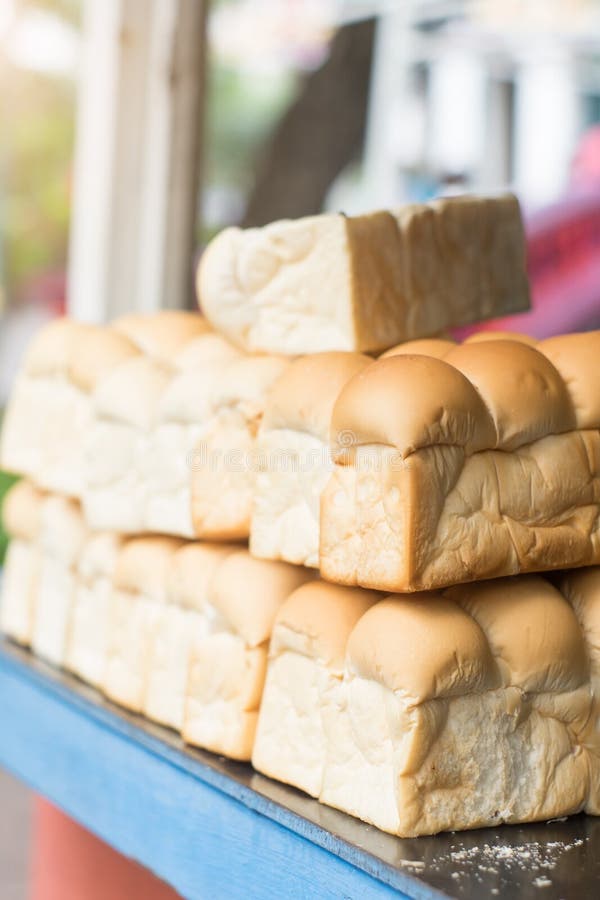 Fresh Bread Stack on Shelf. Food Concept. Stock Photo - Image of ...