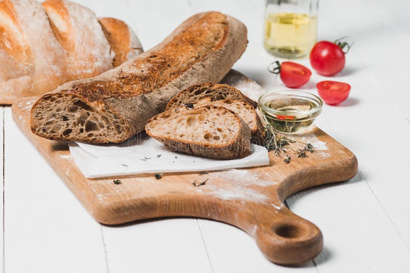 Fresh Bread on Table Close-up Stock Image - Image of life, kitchen ...