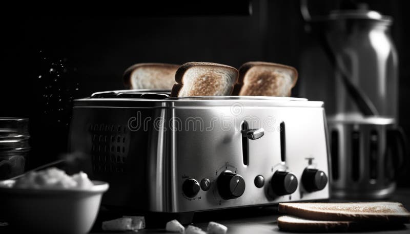 Fresh Bread Toasted in Modern Kitchen Appliance Generated by AI Stock ...