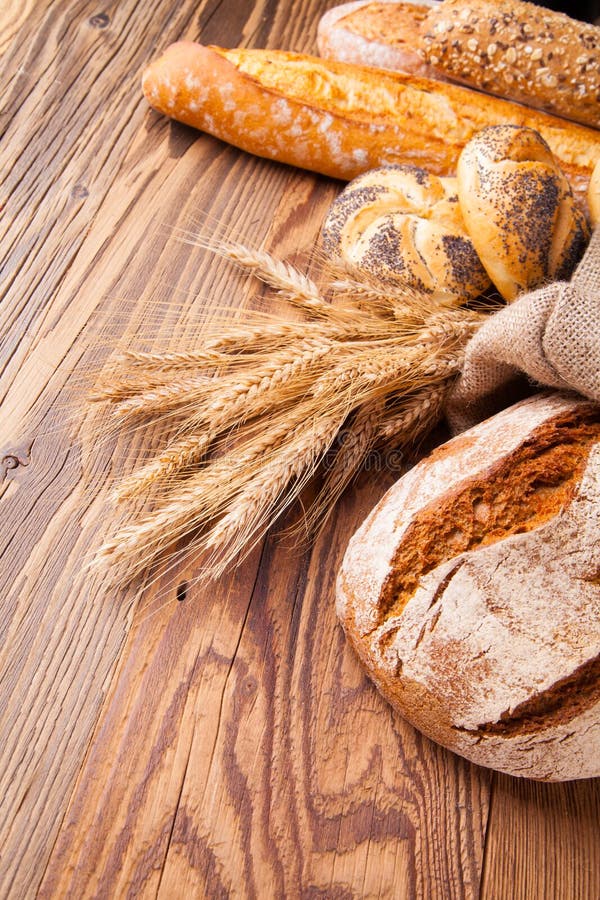 Fresh bread on wood stock image. Image of wheat, pastry - 35819213