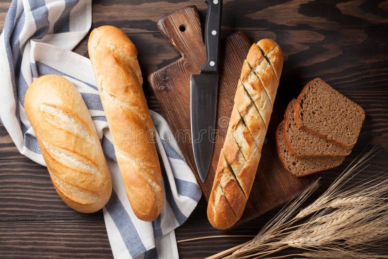 Fresh Bread Sliced on Board Stock Image - Image of closeup, homemade ...