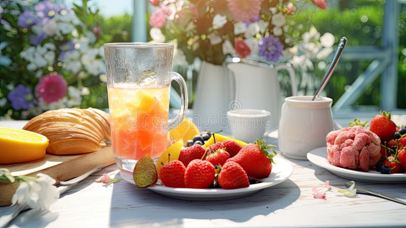 Fresh Breakfast on Modern Kitchen, Ai Generated Stock Illustration ...