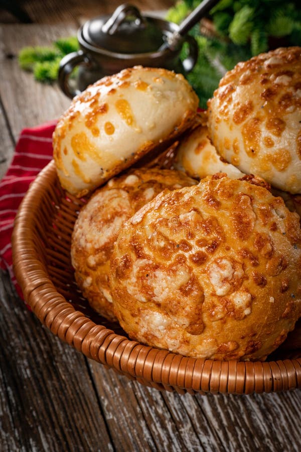 Fresh Breakfast Rolls with Cheese Stock Photo - Image of cutting, bread ...