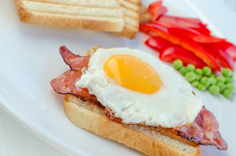 Fresh Breakfest - Ham, Eggs, Vegetable and Toast Stock Image - Image of ...