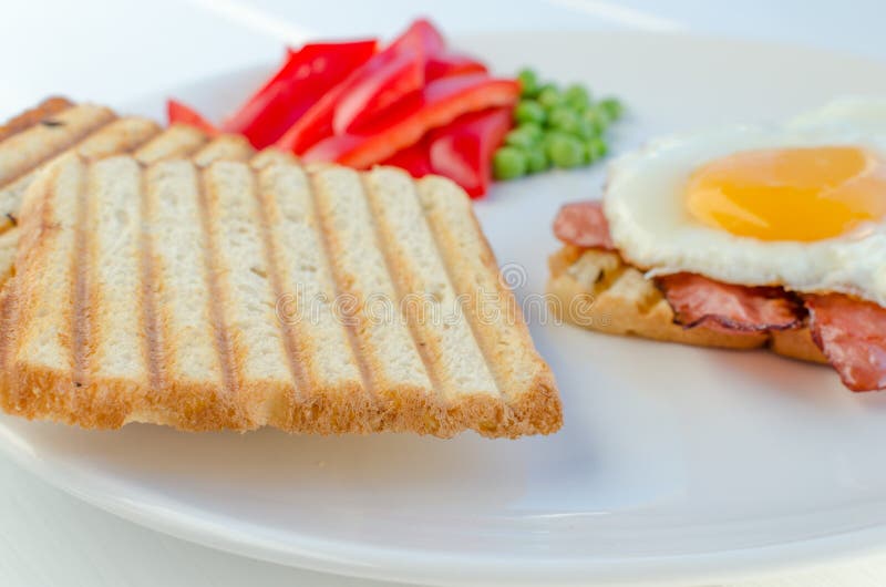 Fresh Breakfest - Ham, Eggs, Vegetable and Toast Stock Image - Image of ...