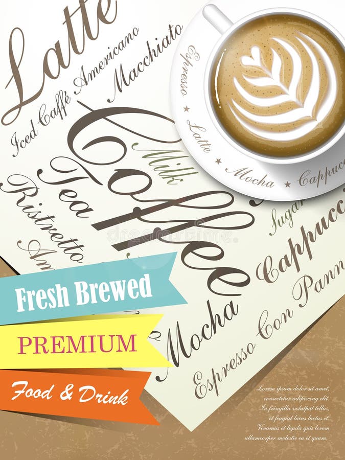 Fresh brewed coffee poster stock vector. Illustration of flyer - 42847684