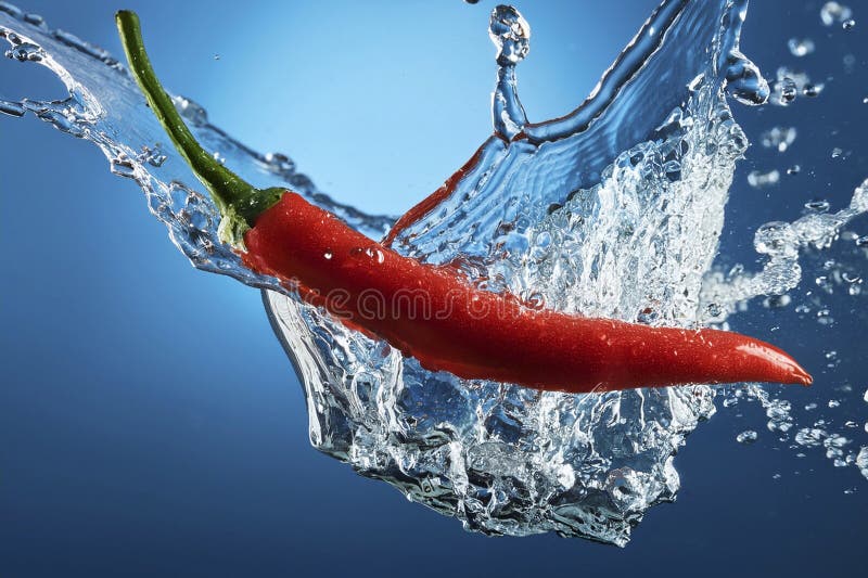 Reference Image AI Fresh Bright Chili Peppers in a Splash of Water ...