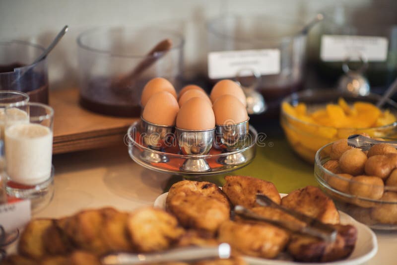 Fresh and Bright Continental Breakfast Table with Jam. Table Settings ...