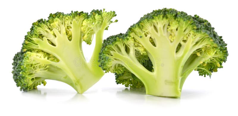 Fresh Broccoli Cut Pieces on White Table Stock Image - Image of good ...