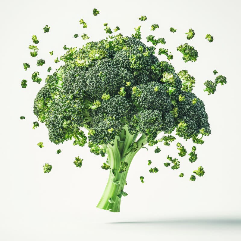 Fresh Broccoli Falling Isolated on White Background Creative Image ...
