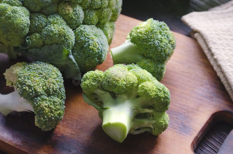 Fresh Broccoli on the Kitchen Board Stock Photo - Image of flower ...
