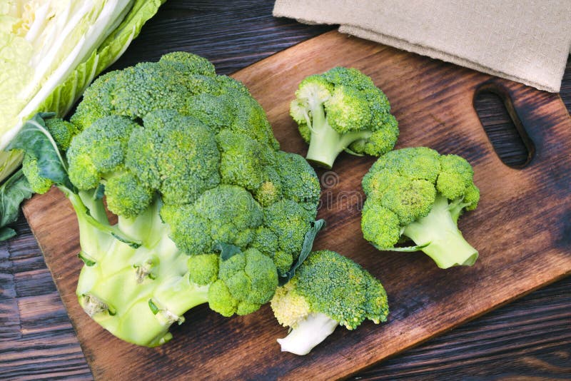 Fresh Broccoli on the Kitchen Board Stock Image - Image of closeup ...