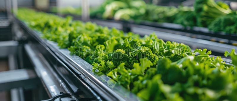 Fresh Broccoli Moving on Conveyor Belt in Factory Processing Line Stock ...