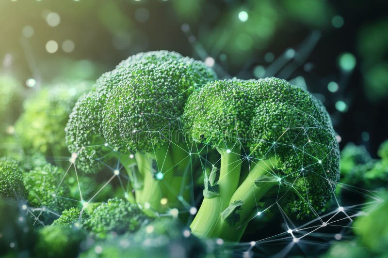 Fresh Broccoli with a Unique Digital Connection in a Vibrant, Green ...