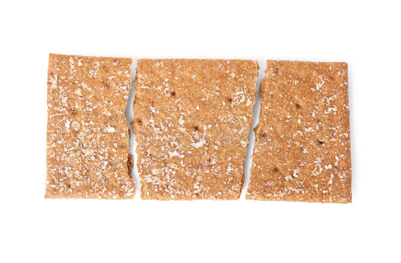 Fresh Broken Rye Crispbread Isolated on White, Top View Stock Image ...