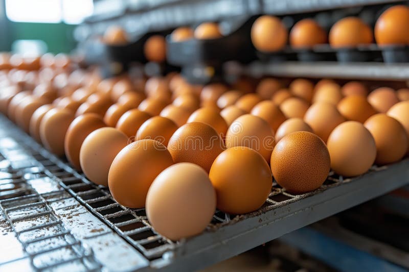 Brown Eggs Arranged Neatly on Trays in an Egg Processing Facility Stock ...