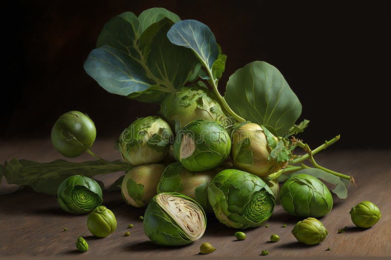 Fresh Brussels Sprouts AI Generated Stock Illustration - Illustration ...