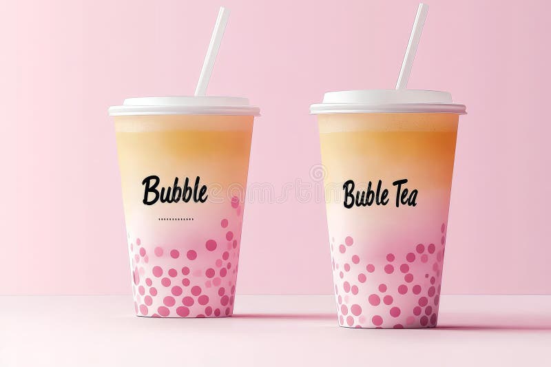 Fresh Bubble Tea Cups with Vibrant Colors and Playful Design Stock ...