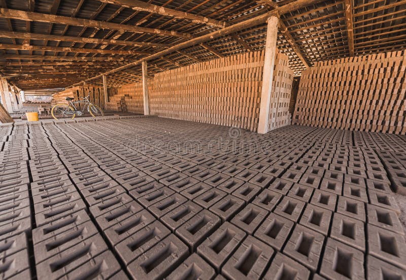 Fresh Building Bricks Drying in the Open Air for Subsequent Firing in ...