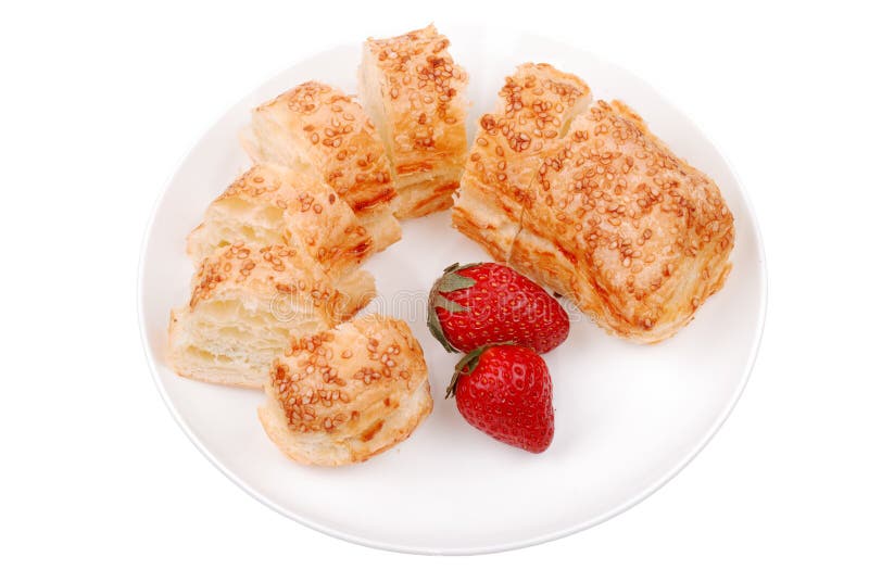 Fresh Bun on a Plate Isolated Stock Photo - Image of cereal, breakfast ...