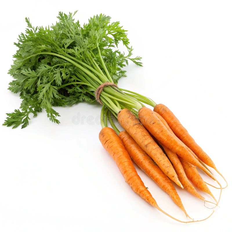 Fresh Bunch of Carrots with Leaves Isolated on White Background Stock ...