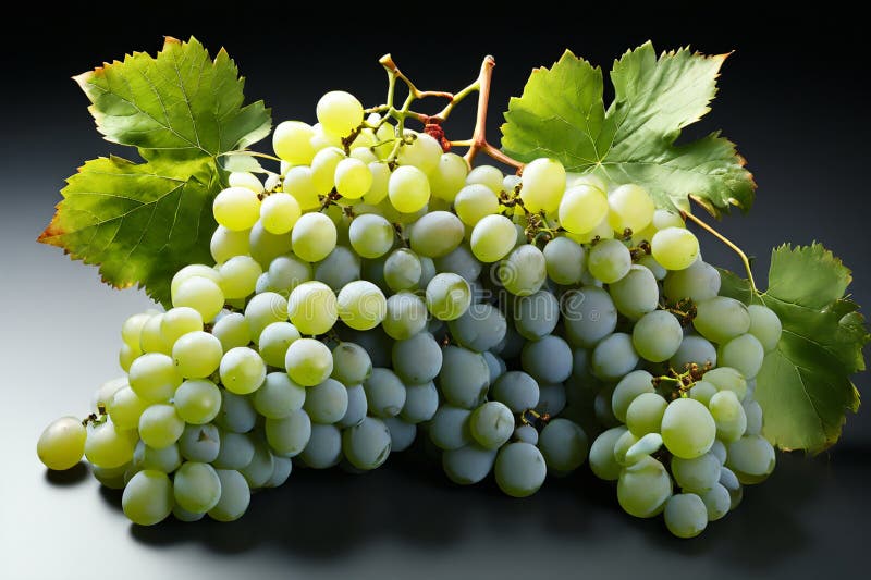 Fresh Bunch of Grapes with Leaves Isolated on a White Stock Photo ...