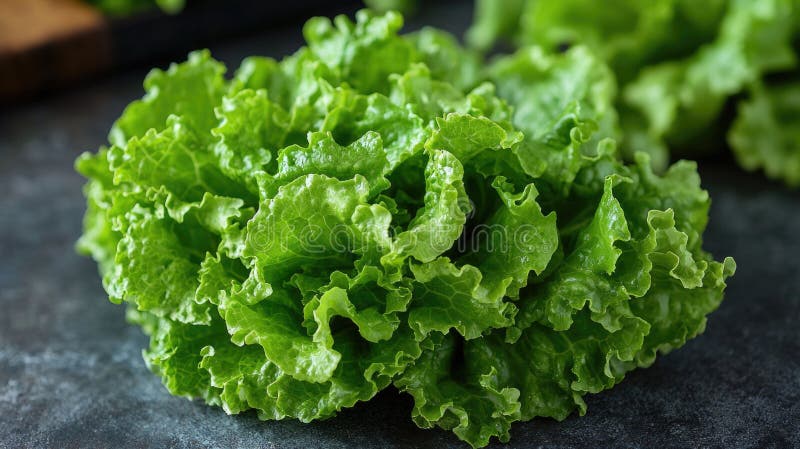 A Fresh Bunch of Lettuce Sitting on a Kitchen Counter Stock Photo ...
