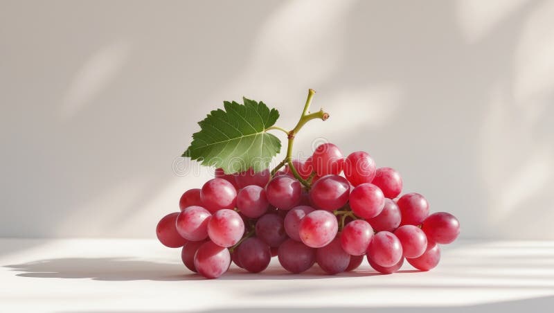 Fresh Bunch of Red Grapes with Green Leaf Stock Image - Image of fresh ...