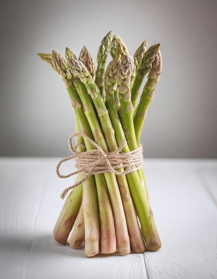 A Fresh Bundle of Asparagus, Tied with Twine, Presented on a Plate. Generative AI Stock ...