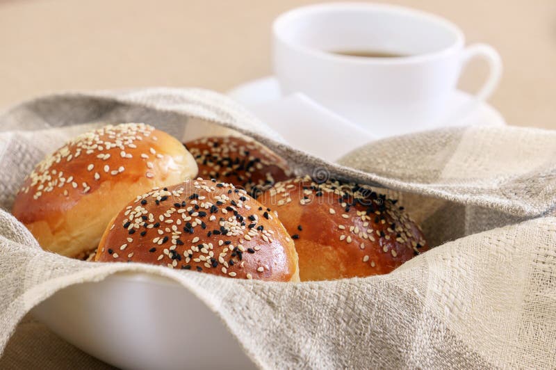 Fresh buns with sesame stock image. Image of sesame, eating - 58137749