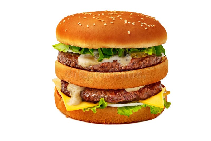 Fresh Burger with Beef Patty Isolated on White Background Stock Image ...