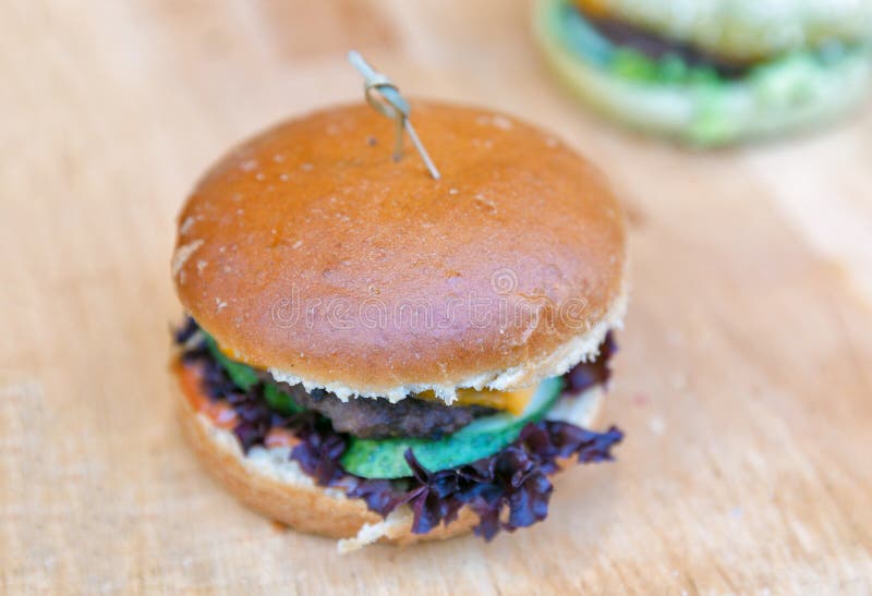 Fresh Cooked Burger Closeup Stock Photo - Image of onion, macro: 135047448