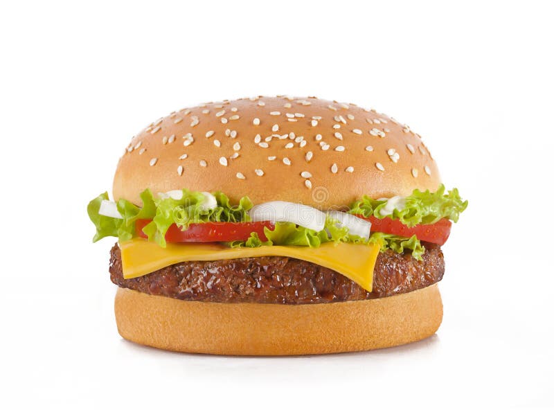 Fresh Burger. Isolated on White Background Stock Photo - Image of fast ...