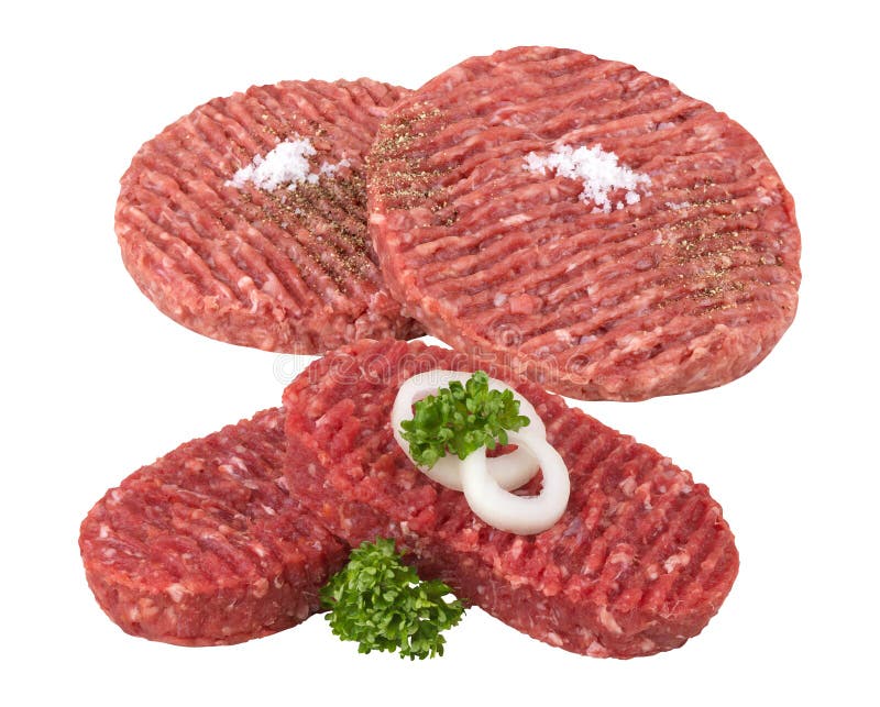 Fresh Burger Meat Cut Out Isolated White Background with Clipping Path ...