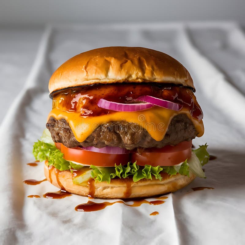 Fresh Delicious Burger Image Stock Illustration - Illustration of juicy ...