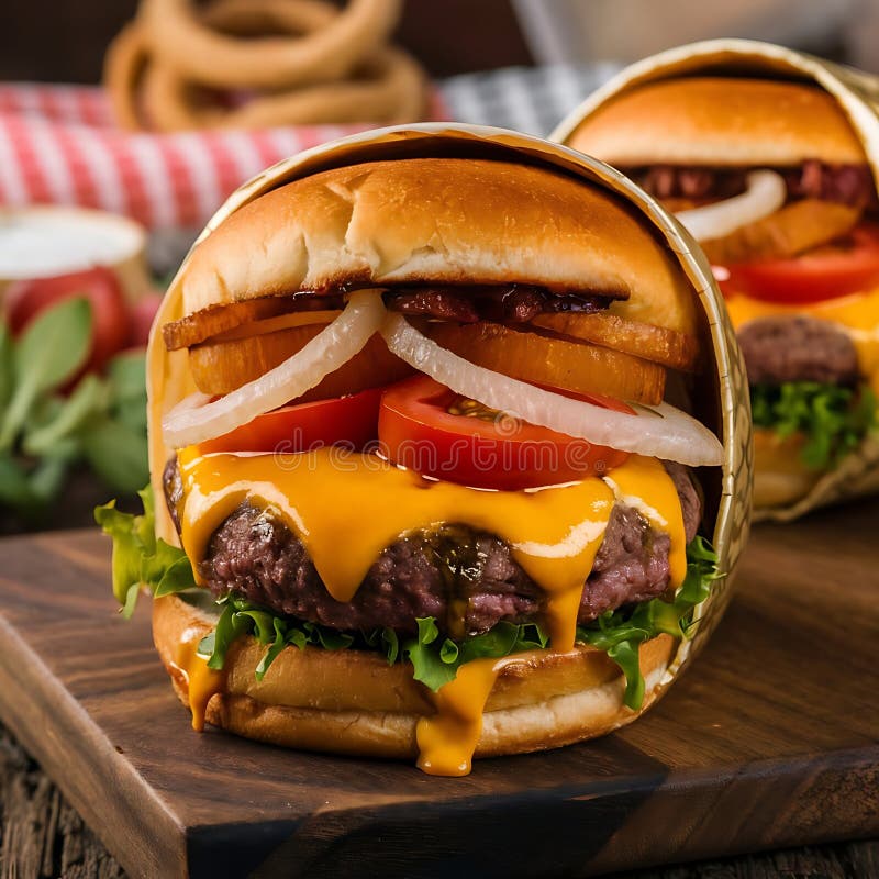 Fresh Delicious Burger Image Stock Illustration - Illustration of ...