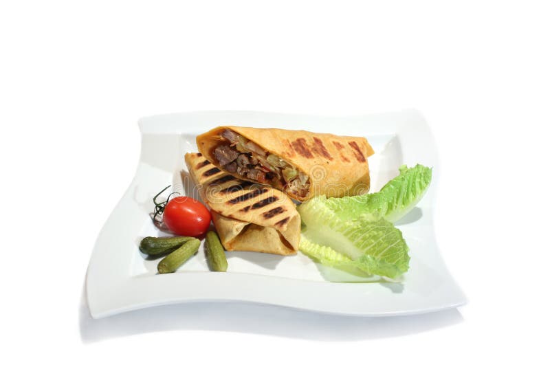 Fresh burrito with beef stock photo. Image of mexican - 12235456