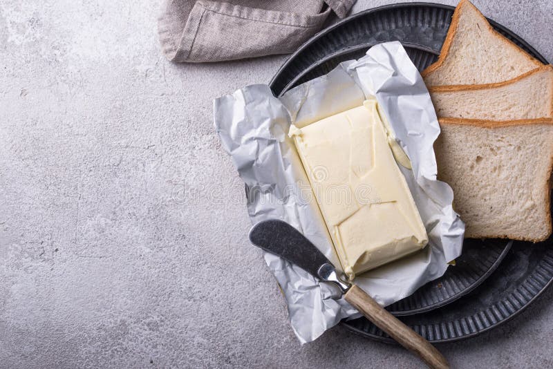 Fresh Butter on Grey Backgrouns. Stock Photo - Image of butter ...