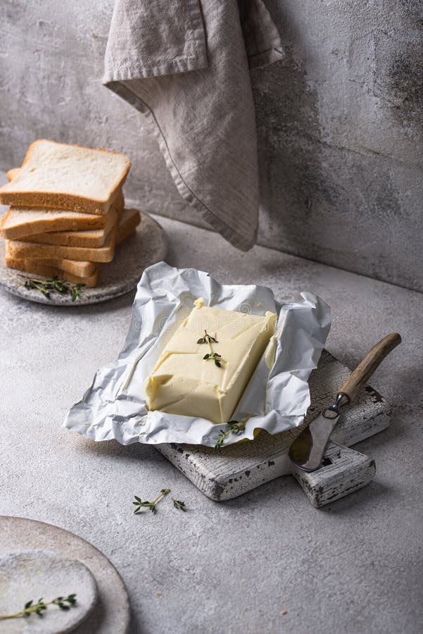 Fresh Butter on Grey Backgrouns. Stock Photo - Image of tasty, fresh ...