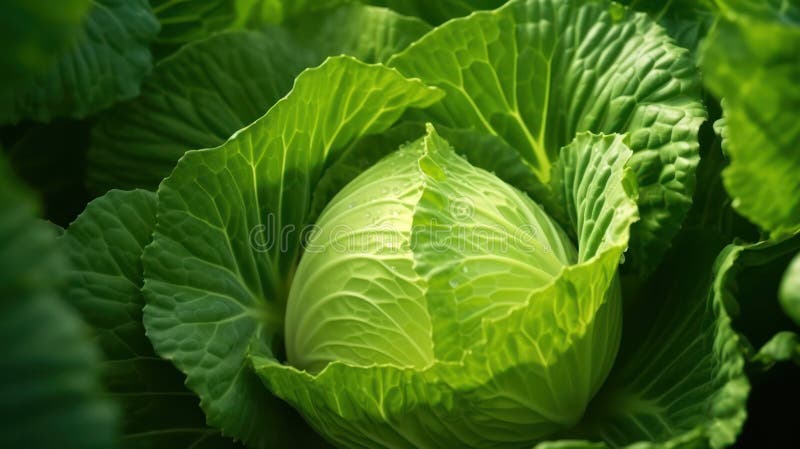 Fresh Cabbage Growing in a Vegetable Farm. Generative AI Stock ...