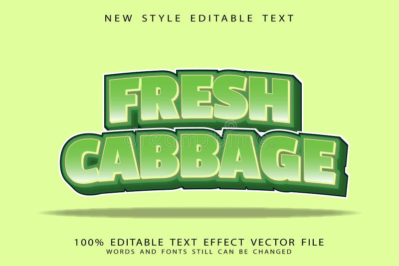 Fresh Cabbage Text Effect 3D Emboss Cartoon Style Stock Vector ...