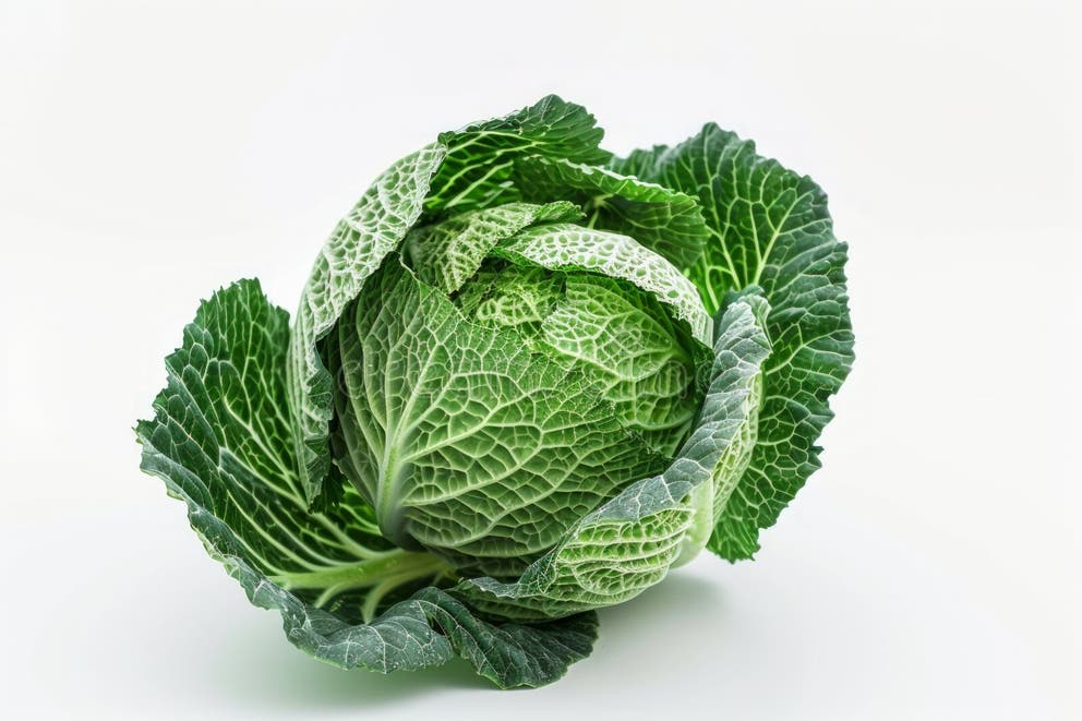 Fresh Cabbage on White Surface. Artificial Intelligence Image Stock ...
