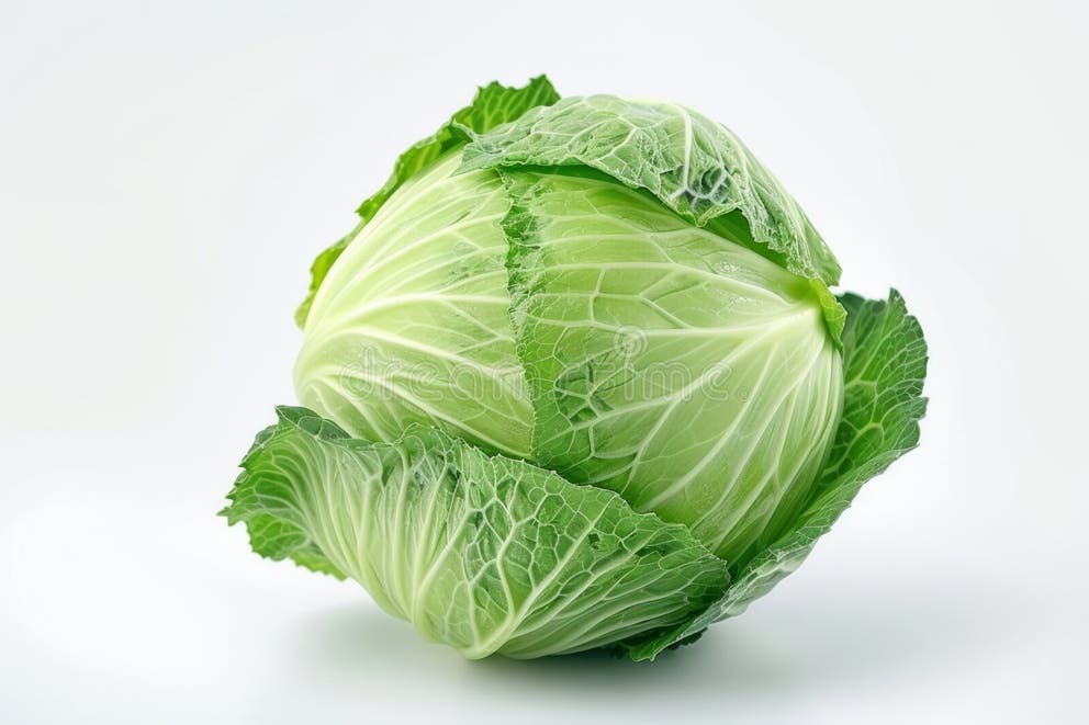 Fresh Cabbage on White Surface. Artificial Intelligence Image Stock ...