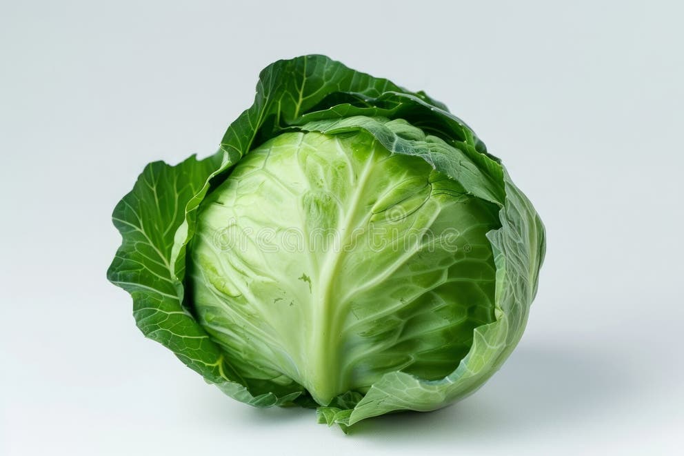 Fresh Cabbage on White Surface. Artificial Intelligence Image Stock ...