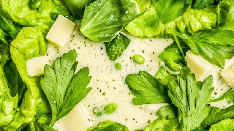 Fresh Caesar Dressing Texture with Parmesan and Green Leaves for ...