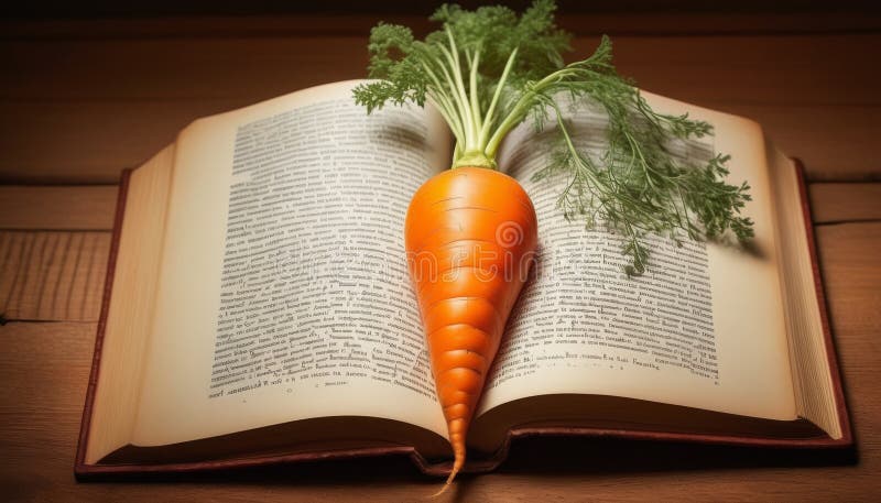 Carrot Bookmark in Book stock photo. Image of quirky - 314093526