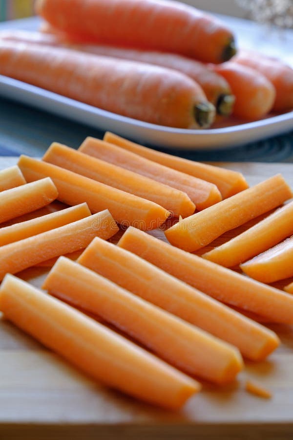 Fresh Carrot Sticks Square Portrait Side Low Blurry Stock Photo - Image ...